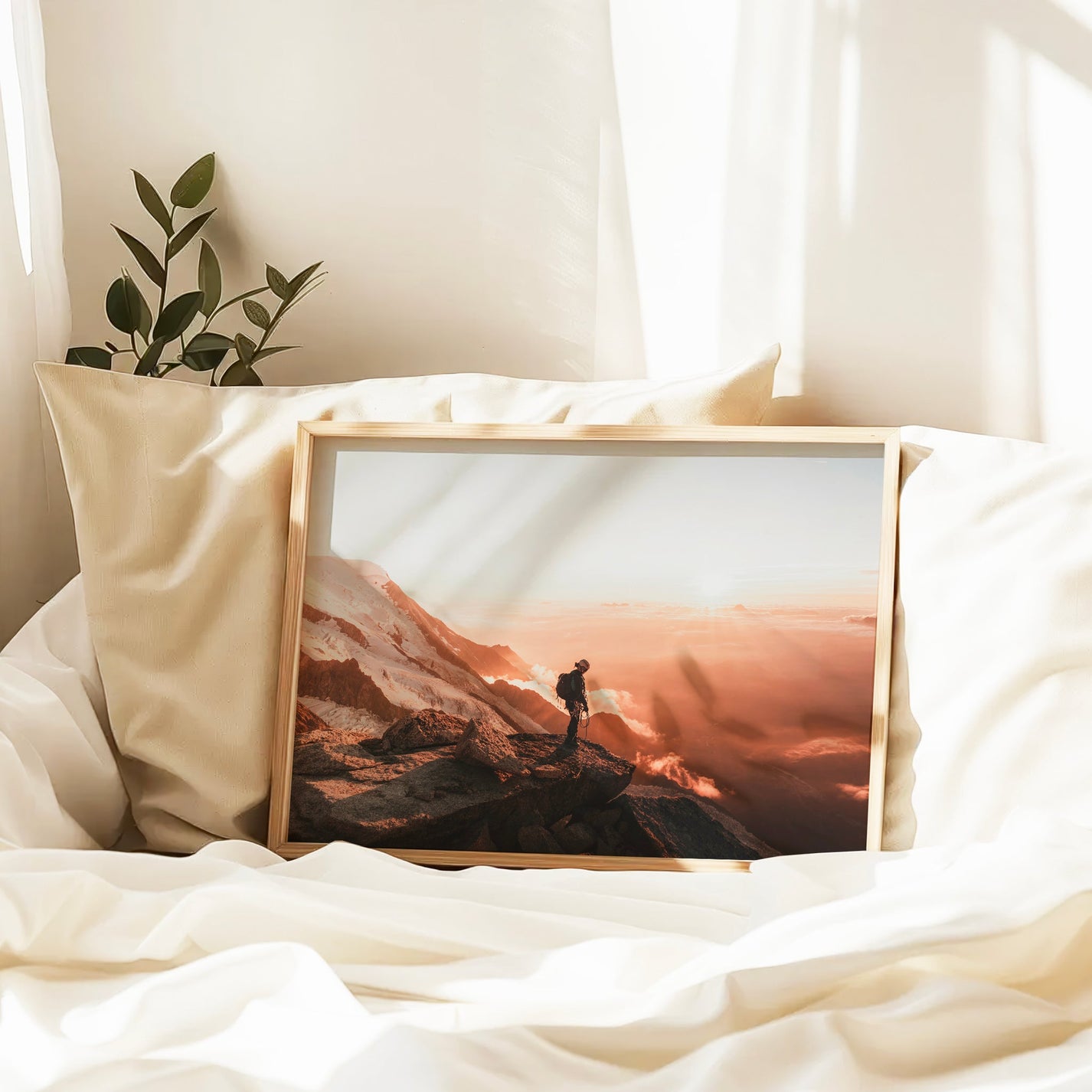 The Climber’s Glow, Chamonix Photography – Sunset Mountain Wall Art ...